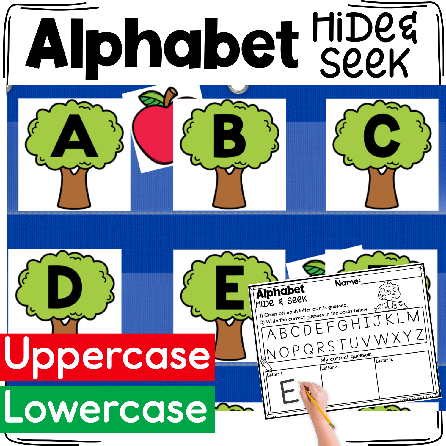 Alphabet Hide & Seek Pocket Chart Cards | Apple Tree Theme – lifeovercs