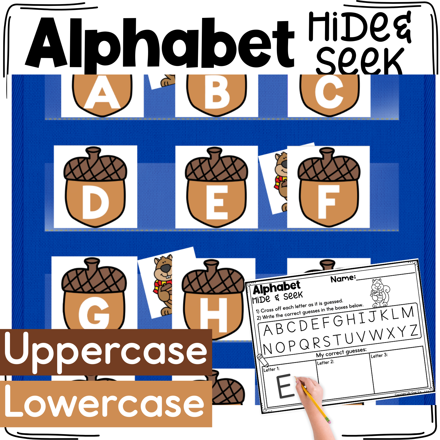 Alphabet Hide & Seek Pocket Chart Game| Fall Acorn | Letter Recognitio ...