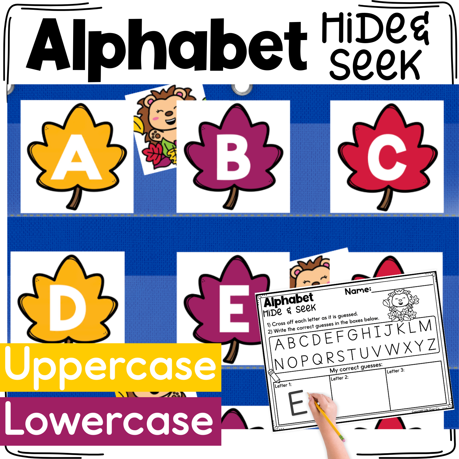Alphabet Hide & Seek Pocket Chart Game | Fall Hedgehog | Letter Recogn ...