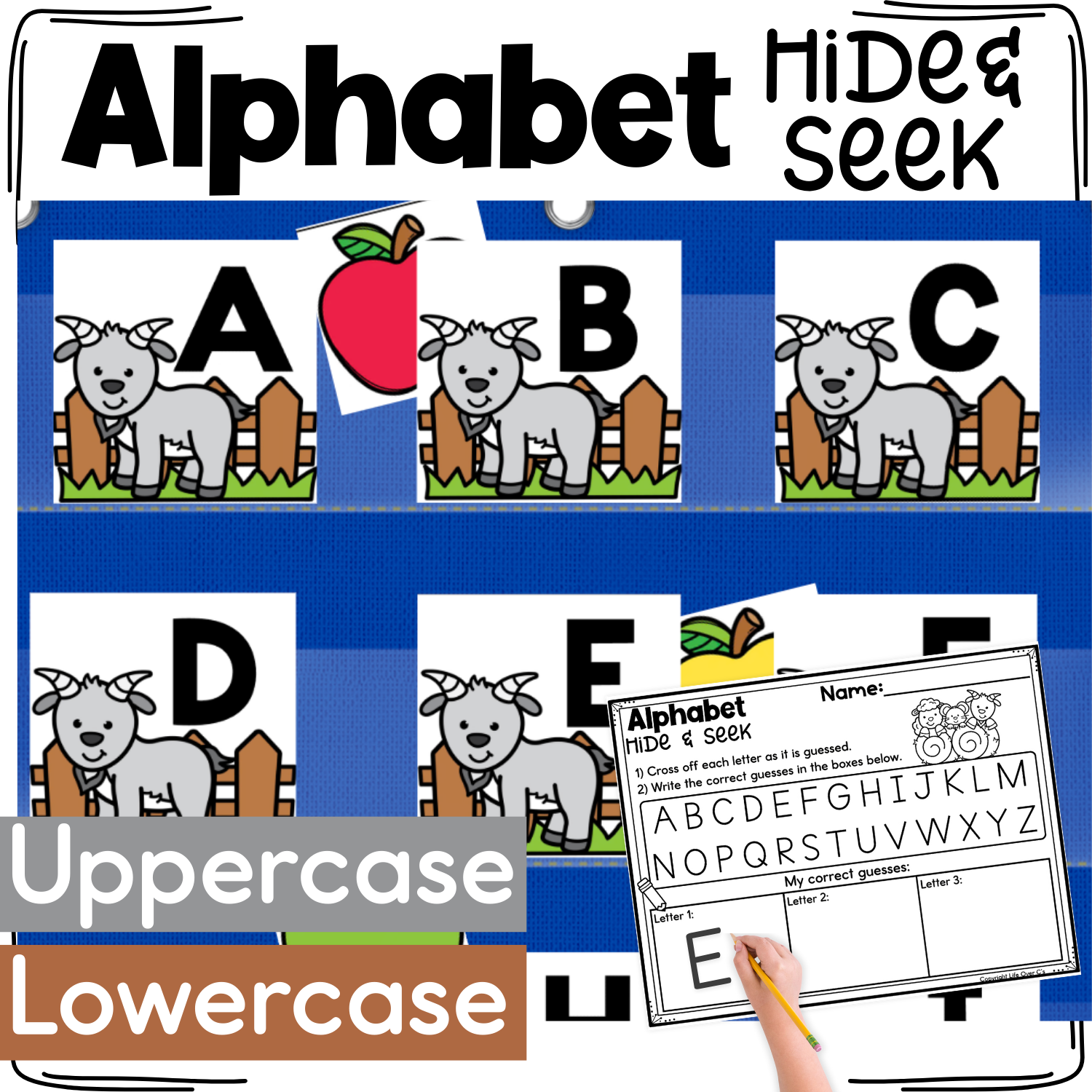 Alphabet Hide & Seek Pocket Chart Game | Farm Theme: Goats | Letter Re ...