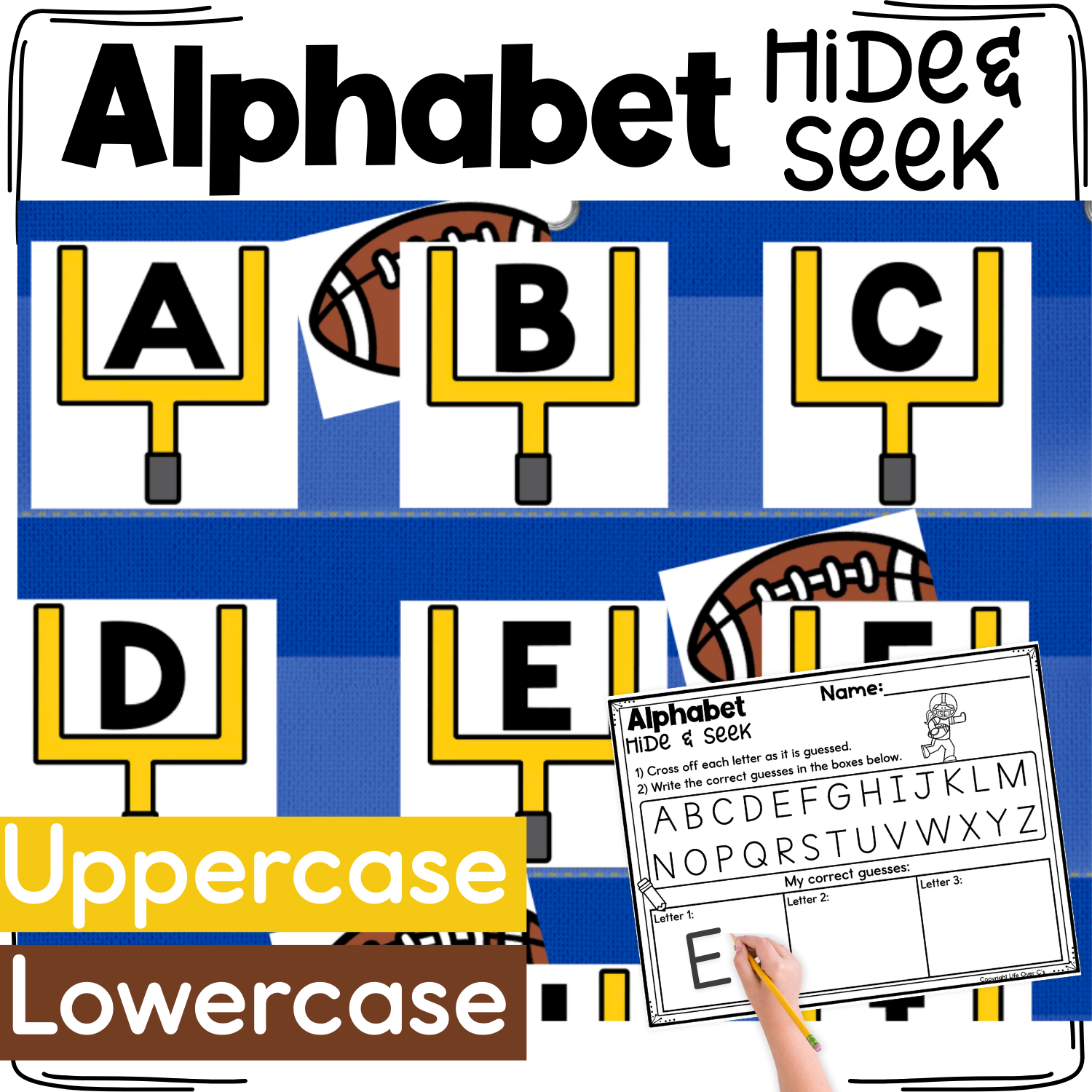Alphabet Hide & Seek Pocket Chart Game | Football Theme | Letter Recog ...