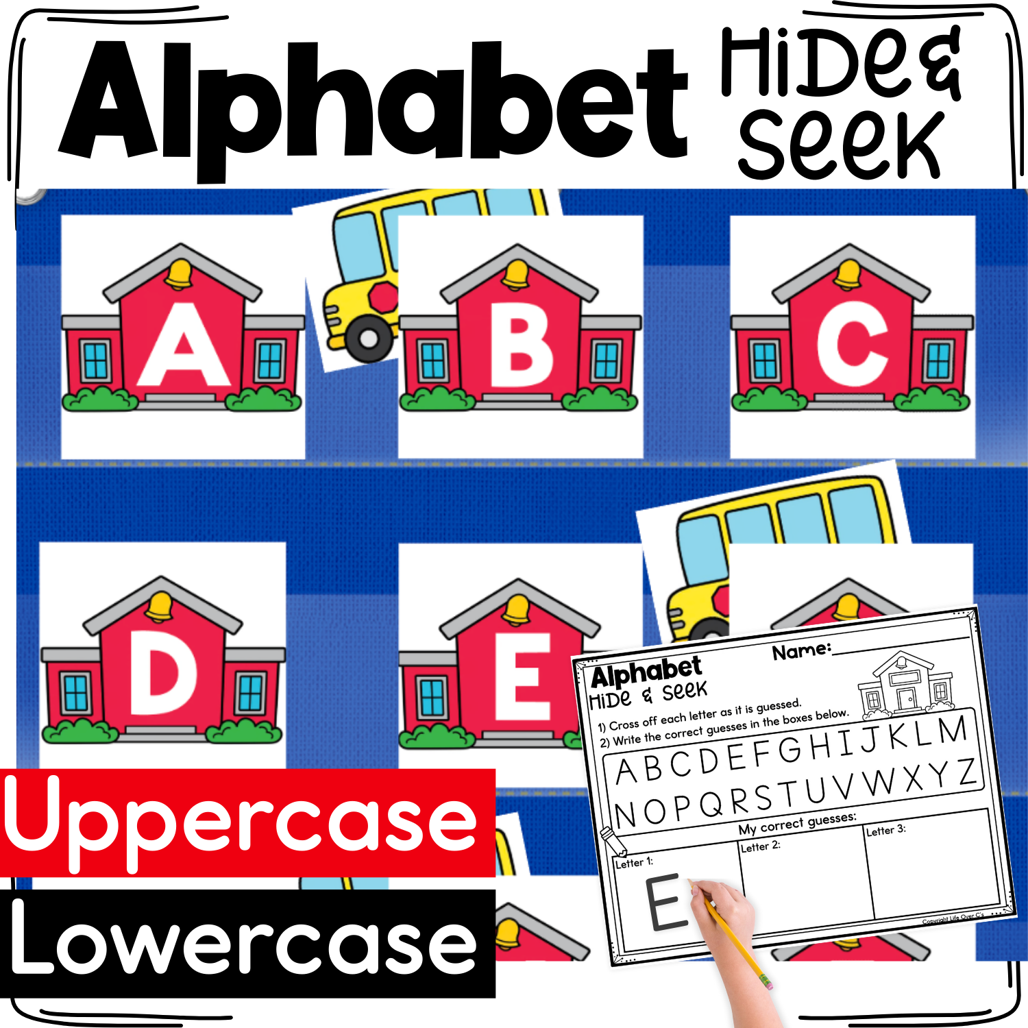 Alphabet Hide & Seek Pocket Chart Game | School Theme | Letter Recogni ...