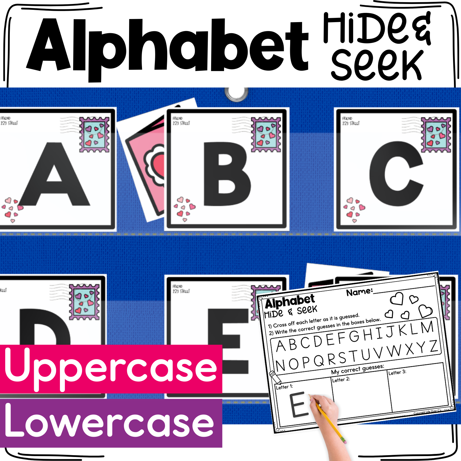 Alphabet Hide & Seek Pocket Chart Cards | Valentine – lifeovercs