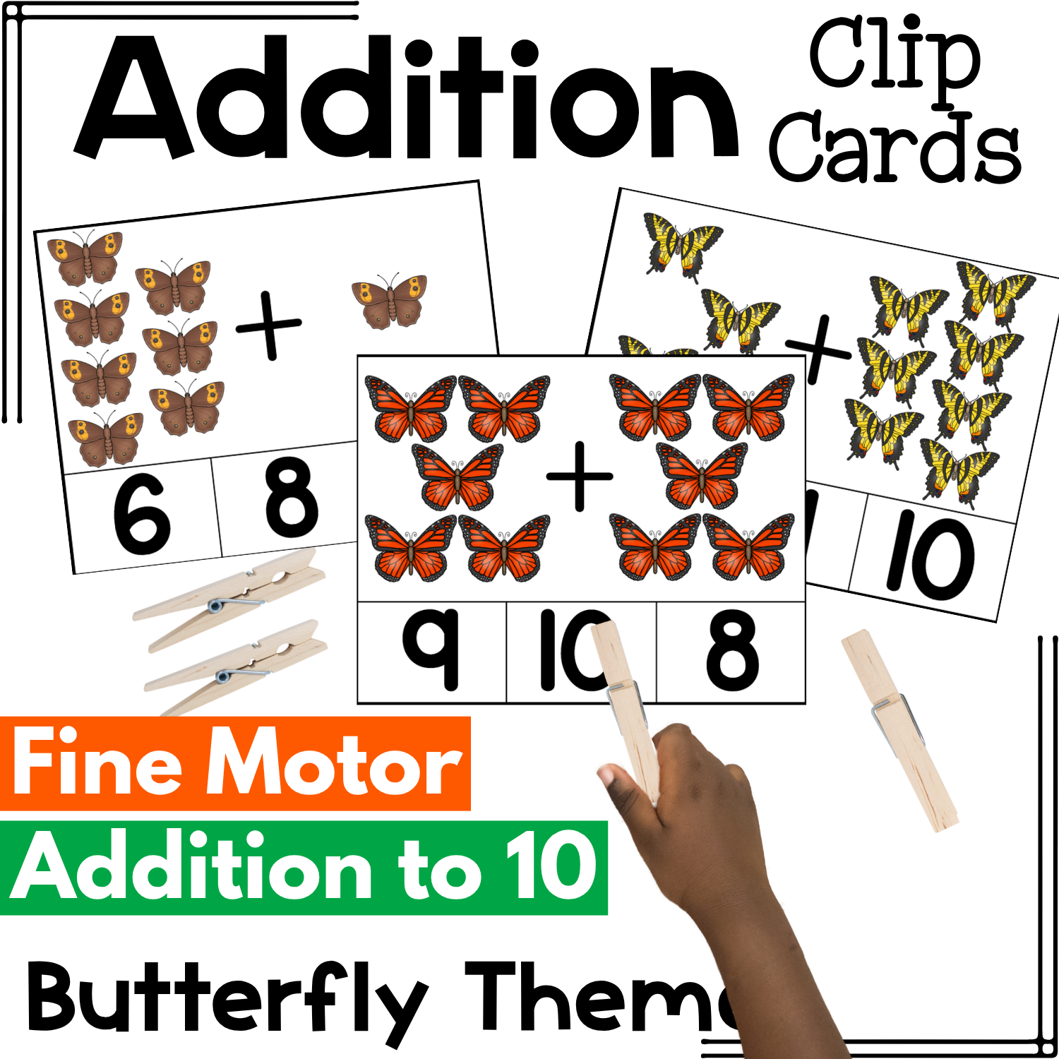 Butterfly Addition Clip Cards – lifeovercs