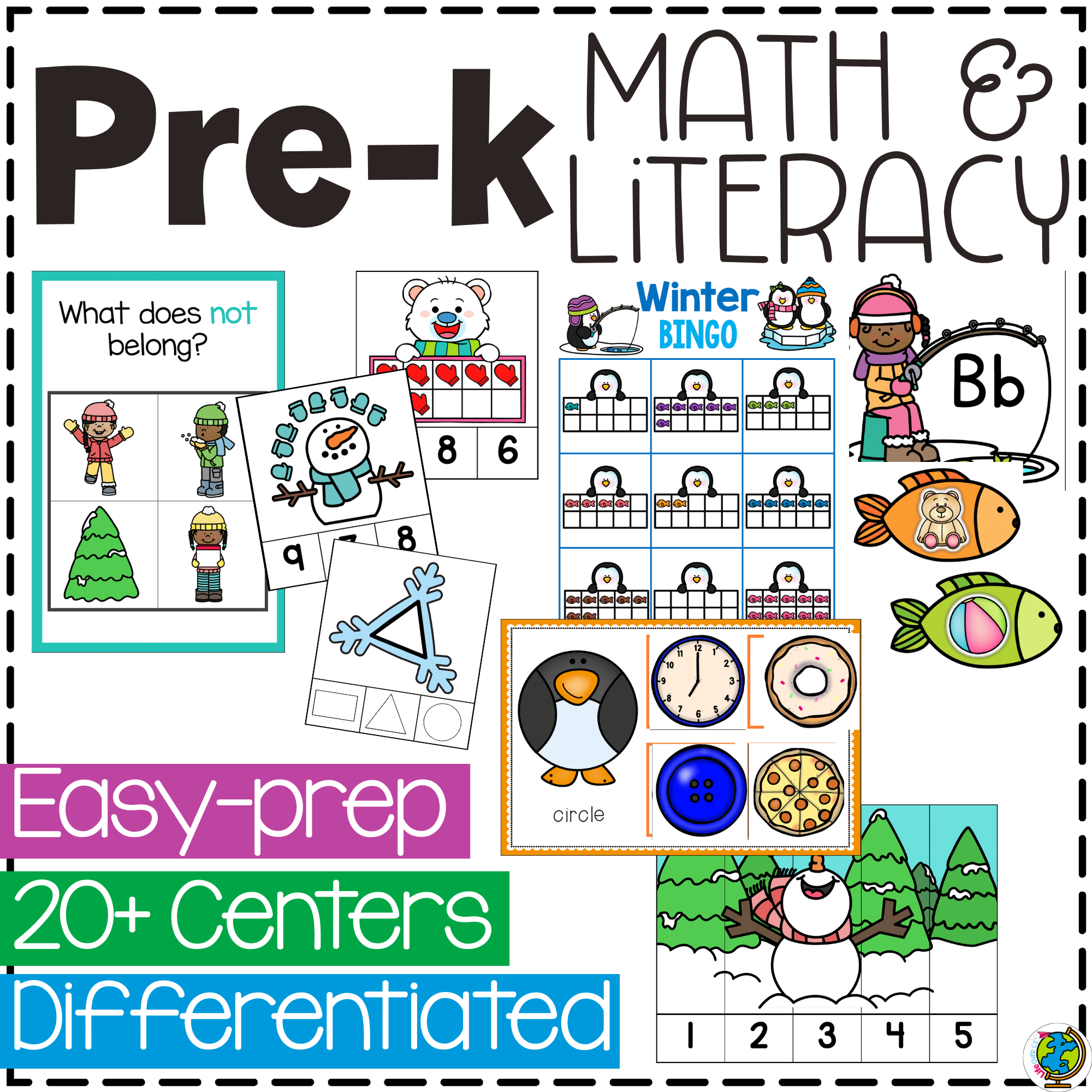 Preschool/ Pre-k Math & Literacy Centers | Winter Theme – lifeovercs