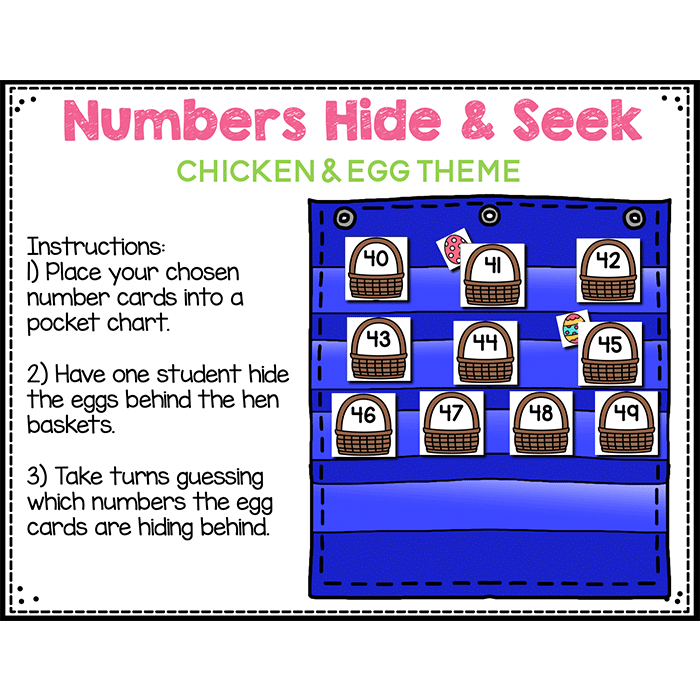 Numbers 0-120 Hide & Seek Pocket Chart Cards | Easter Theme | lifeovercs