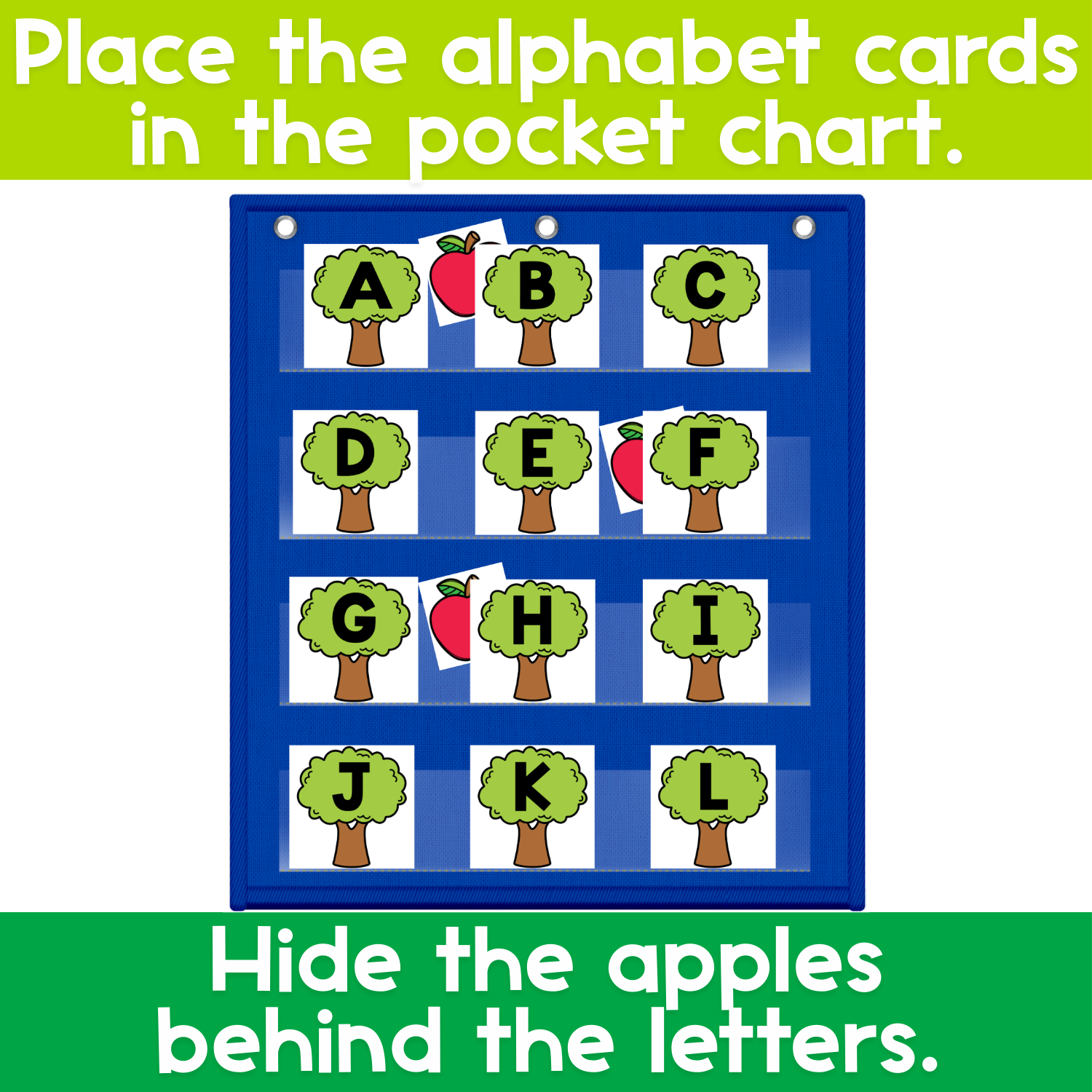Alphabet Hide & Seek Pocket Chart Cards | Apple Tree Theme – lifeovercs