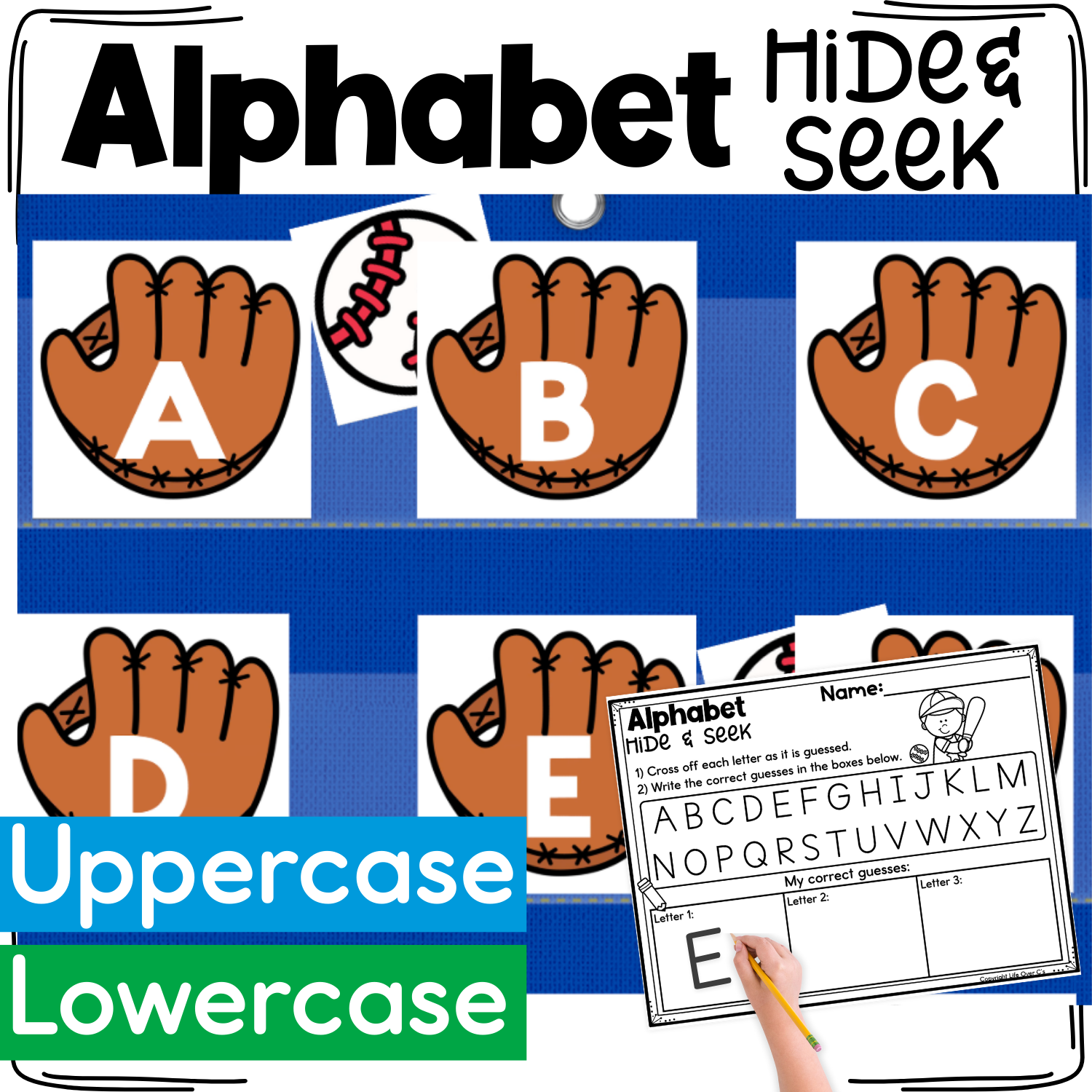 Alphabet Hide & Seek Pocket Chart Game | Baseball Sports | Letter Reco ...