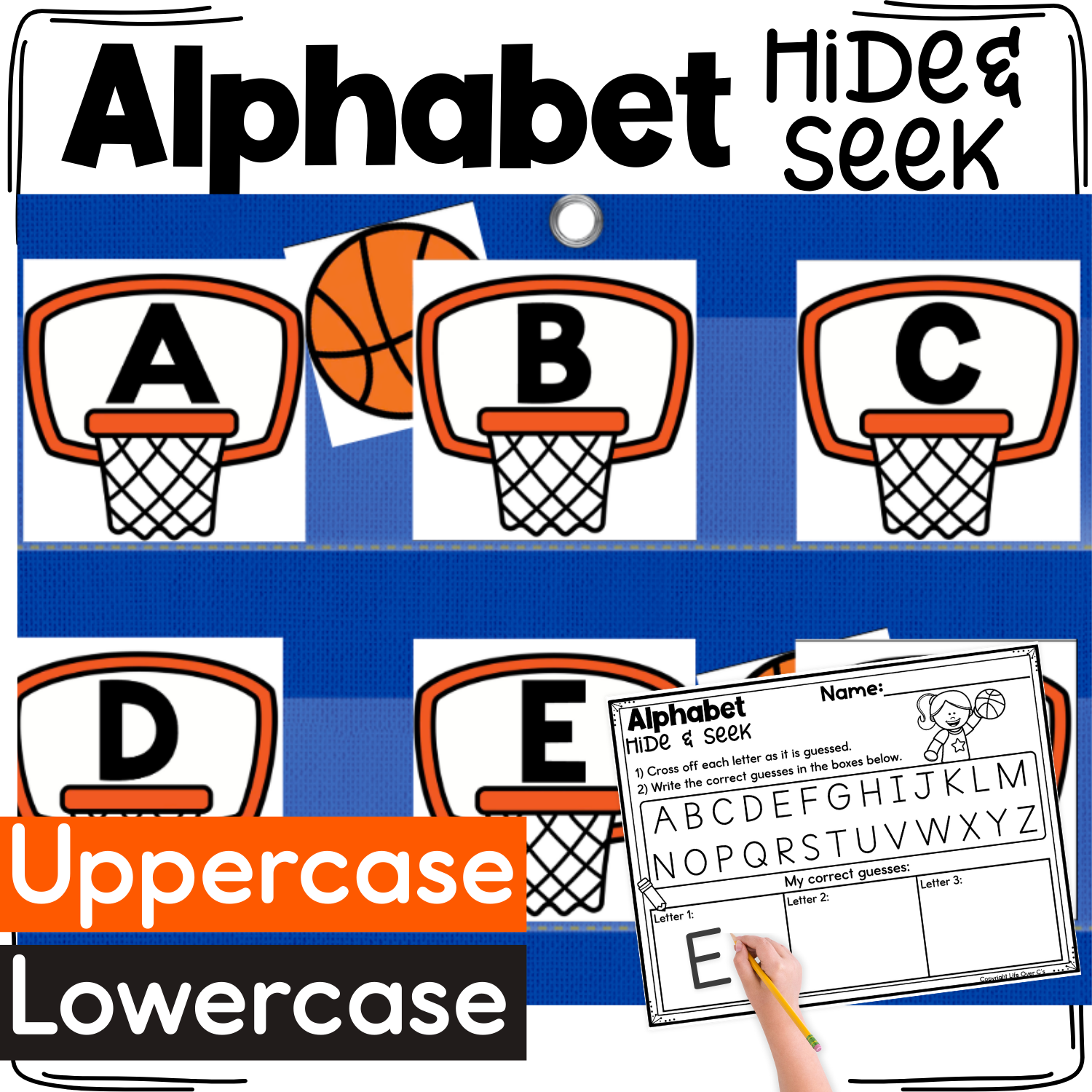 Alphabet Hide & Seek Pocket Chart Game | Basketball Sports | Letter Re ...