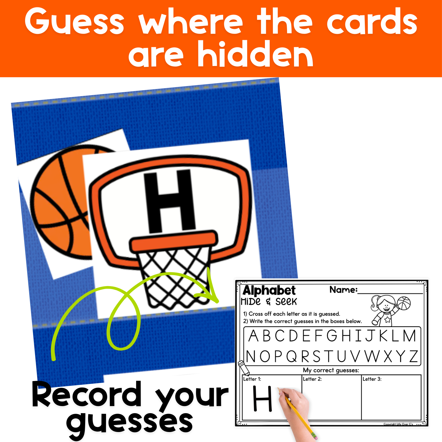 Alphabet Hide & Seek Pocket Chart Game | Basketball Sports | Letter Re ...