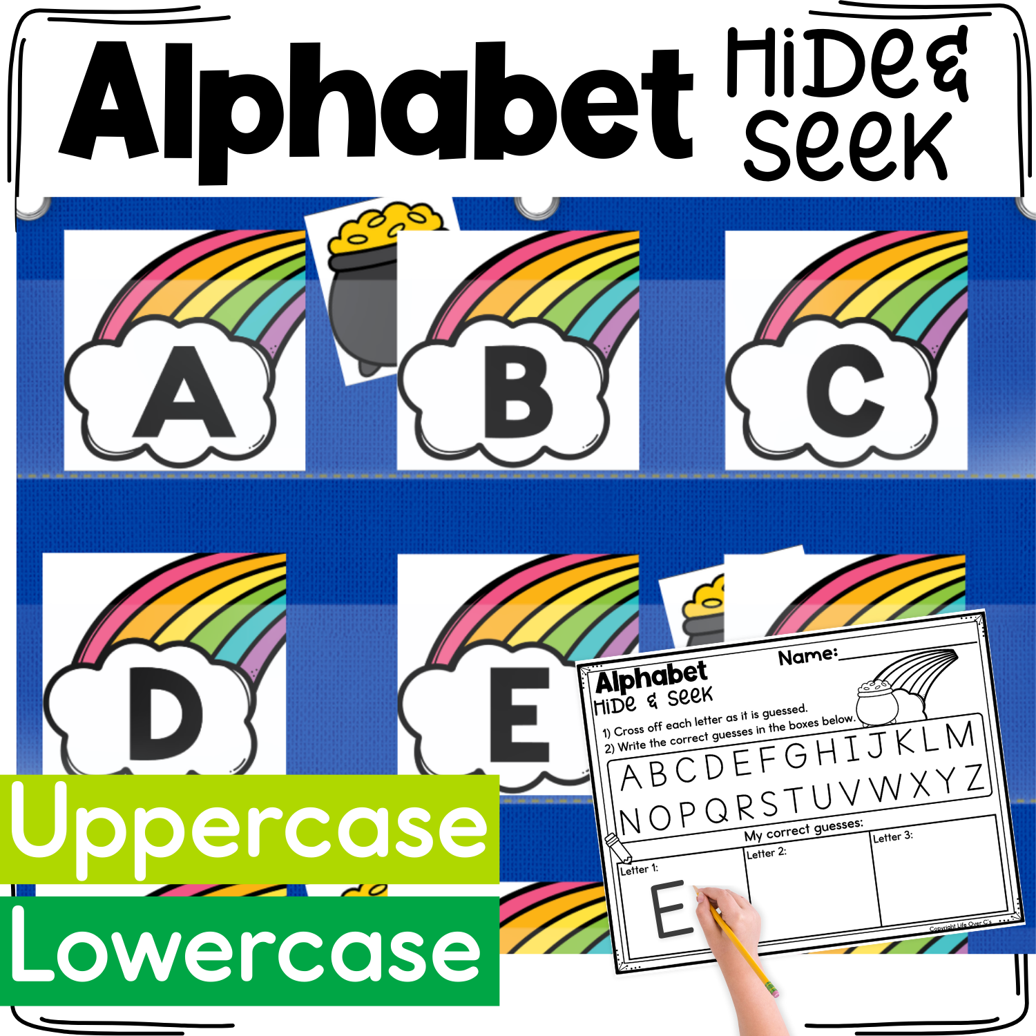 Alphabet Hide & Seek Pocket Chart Cards | Rainbow – lifeovercs