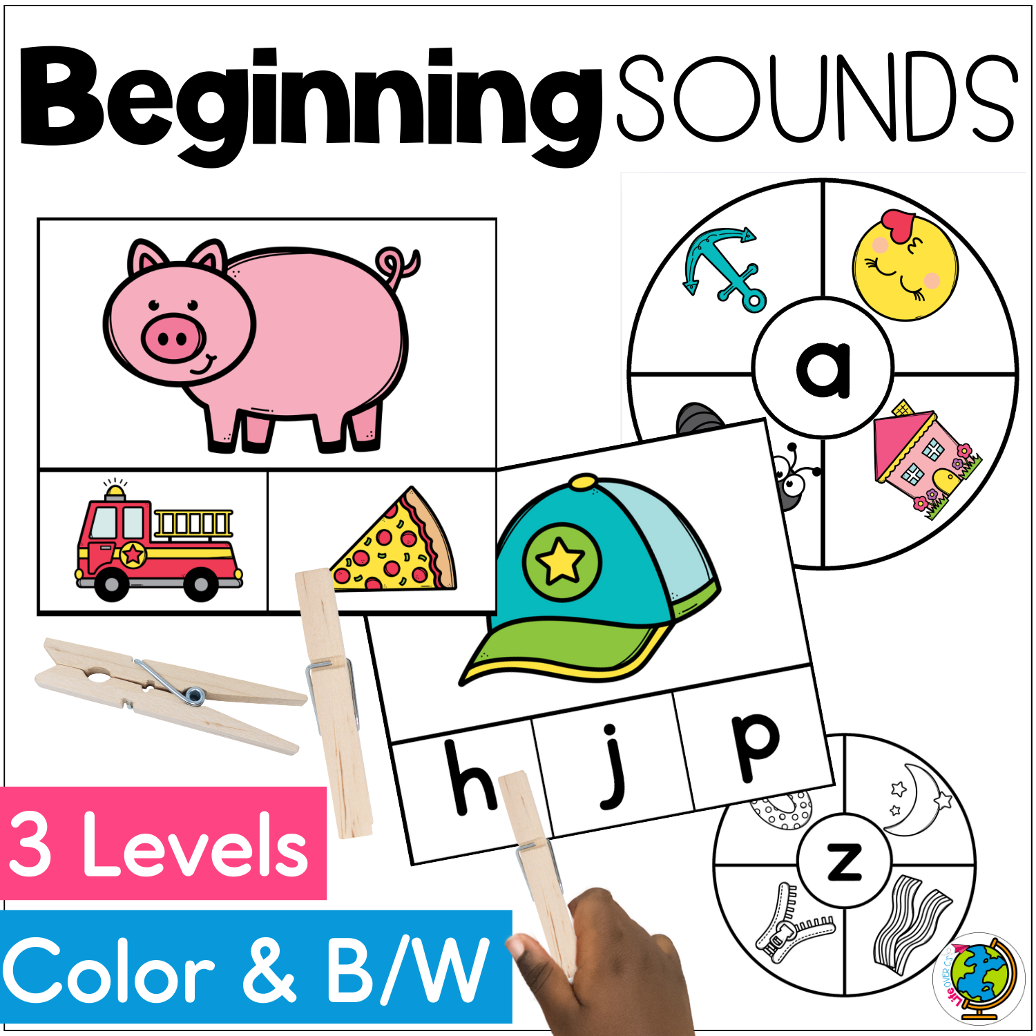 Beginning Sounds Picture Clip Cards | Beginning Sounds Activity ...