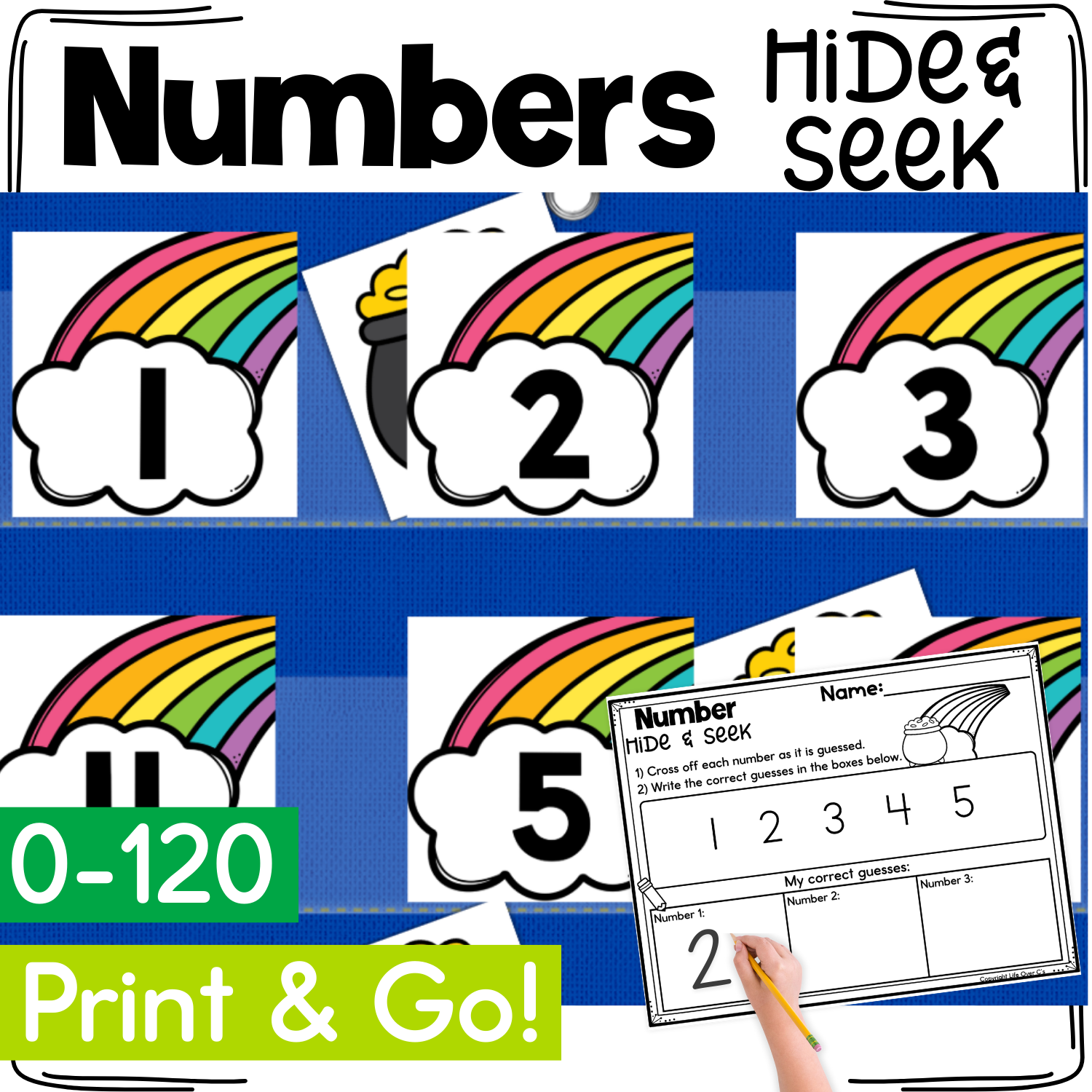Numbers 0-120 Hide & Seek Pocket Chart Cards | Rainbow – lifeovercs