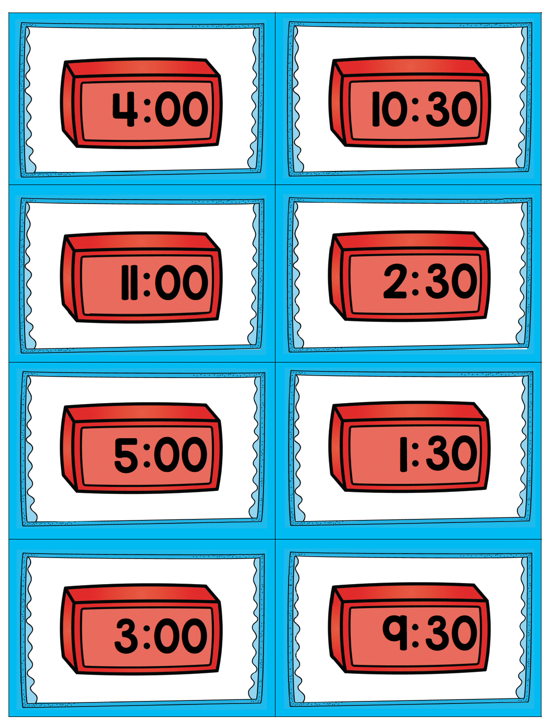 5 Time Card Games for Time to the Half Hour (Level 2) – lifeovercs