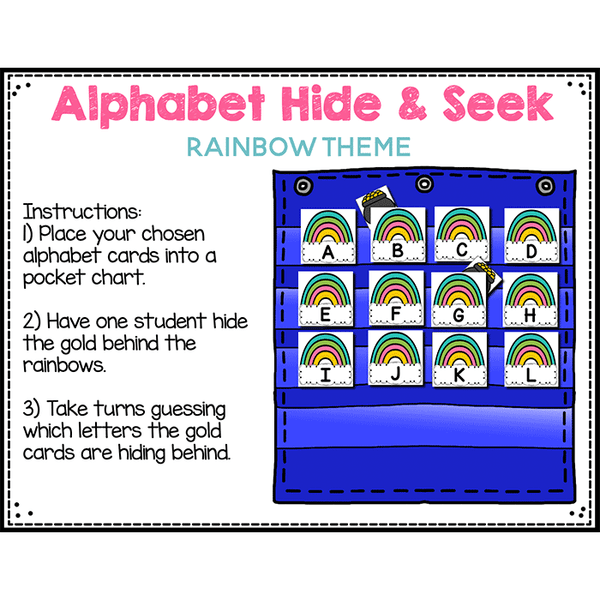 Alphabet Hide & Seek Pocket Chart Cards | Rainbow | lifeovercs