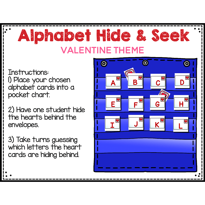 Alphabet Hide & Seek Pocket Chart Cards | Valentine | lifeovercs