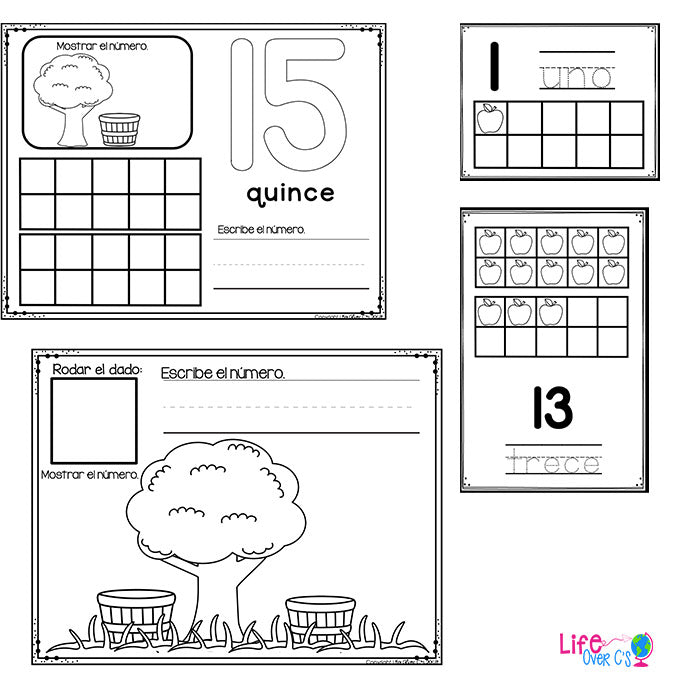 Apple Theme Numbers 1-20 SPANISH | Counting to 20 |... | lifeovercs