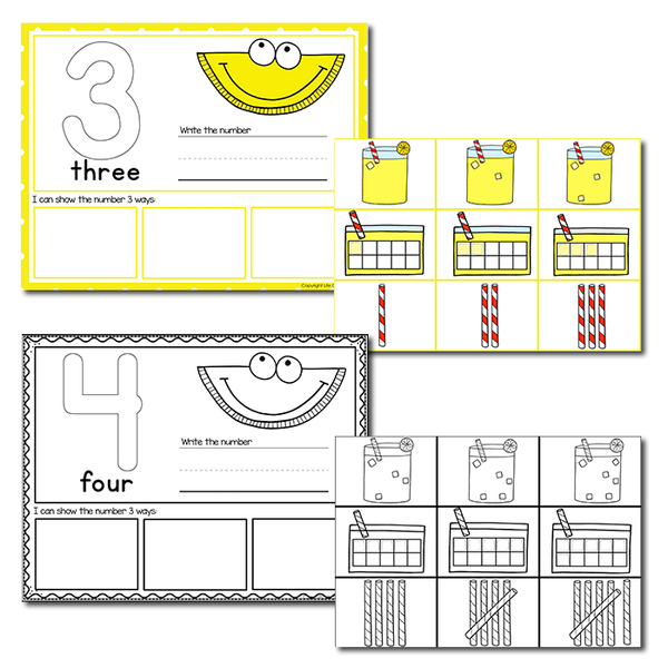 1-20 Lemonade Number Recognition Mats | Ten-frames,... | lifeovercs