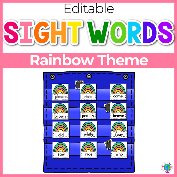 Sight Word Hide & Seek Pocket Chart Cards | Rainbow Theme | lifeovercs