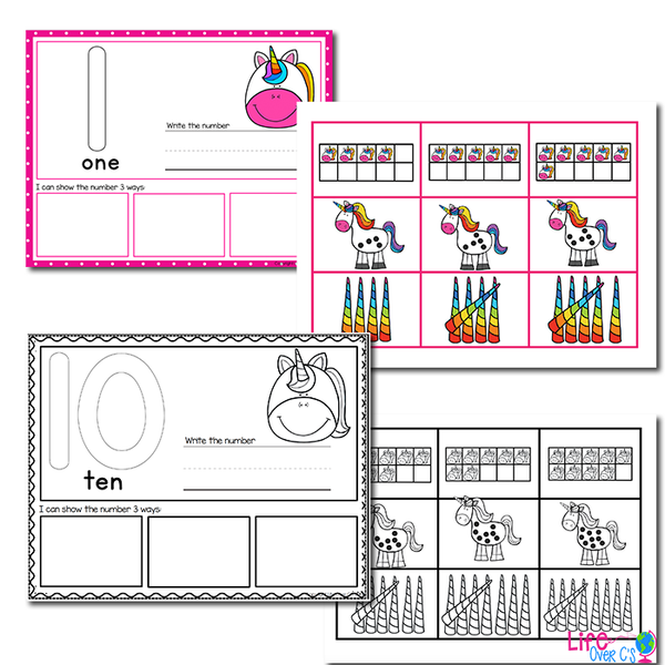 1-20 Unicorn Number Recognition Mats | Ten-frames,... | lifeovercs