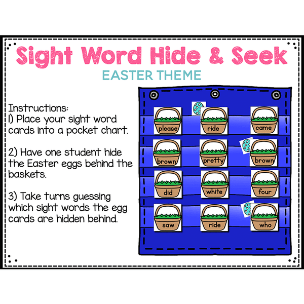Sight Word Editable Hide & Seek Pocket Chart Cards | Easter Theme ...