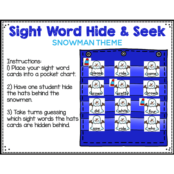 Sight Word Hide & Seek Pocket Chart Cards | Fish Theme | lifeovercs